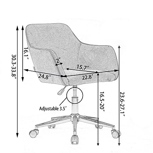 Goujxcy Home Office Chair, Modern Mid-Back Tufted Velvet Fabric Computer Desk Chair Swivel Adjustable Accent Home Office Task Chair Executive Chair with Soft Seat (Light Blue)