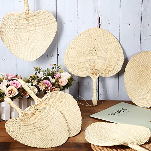 20 Pieces Wedding Raffia Fans Bamboo Fan Natural Handmade Palm Leaf Hand Weaving Fan Boho Fans for Guest Couple Summer Cooling Supplies Farmhouse Wall Decor Wedding Favors