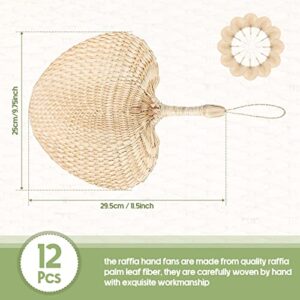 20 Pieces Wedding Raffia Fans Bamboo Fan Natural Handmade Palm Leaf Hand Weaving Fan Boho Fans for Guest Couple Summer Cooling Supplies Farmhouse Wall Decor Wedding Favors