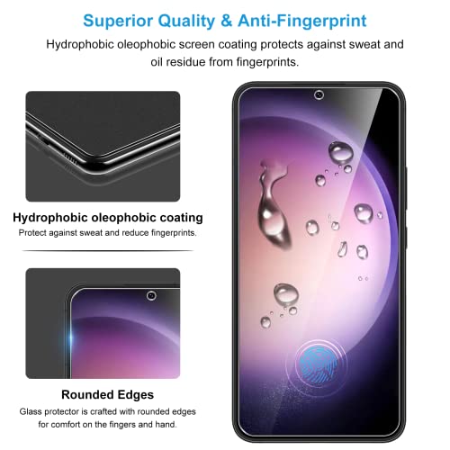 LYWHL [3+2 Pack Design for Samsung Galaxy S23 Plus 5G Screen Protector with Camera Lens Protection Tempered Glass, Support Fingerprint Unlock, Case Friendly Bubble Free [Not Fit S23 / S23 Ultra]