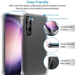 LYWHL [3+2 Pack Design for Samsung Galaxy S23 Plus 5G Screen Protector with Camera Lens Protection Tempered Glass, Support Fingerprint Unlock, Case Friendly Bubble Free [Not Fit S23 / S23 Ultra]