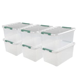 ortodayes 6-pack 36 quarts storage boxes, plastic clear latching box bins with lids