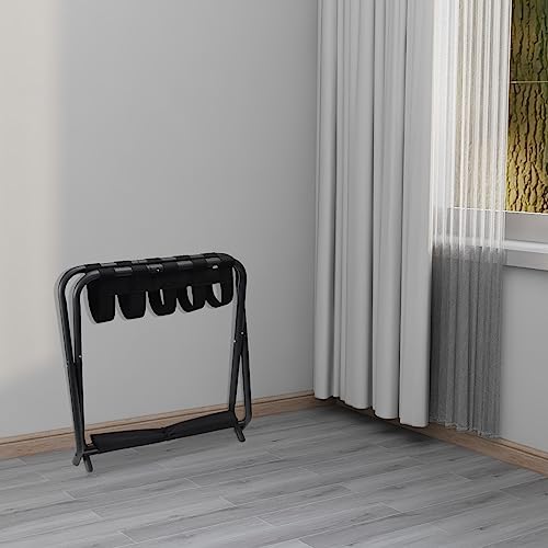 Dunatou Luggage Racks, Set of 2, Suitcase Stand with Fabric Storage Shelf, for Guest Room, Bedroom, Hotel, Foldable Steel Frame Holds up to 200 lb ,15 x 26.7 x 23.2 Inches