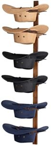 jillmo cowboy hat rack, cowboy hat holder, 6 pieces hat rack for cowboy hats with wooden board, metal hat holder organizer for hat collection