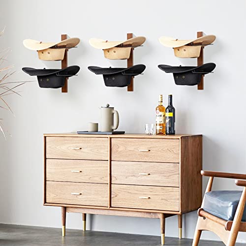 JILLMO Cowboy Hat Rack, Cowboy Hat Holder, 6 Pieces Hat Rack for Cowboy Hats with Wooden Board, Metal Hat Holder Organizer for Hat Collection