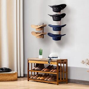 JILLMO Cowboy Hat Rack, Cowboy Hat Holder, 6 Pieces Hat Rack for Cowboy Hats with Wooden Board, Metal Hat Holder Organizer for Hat Collection