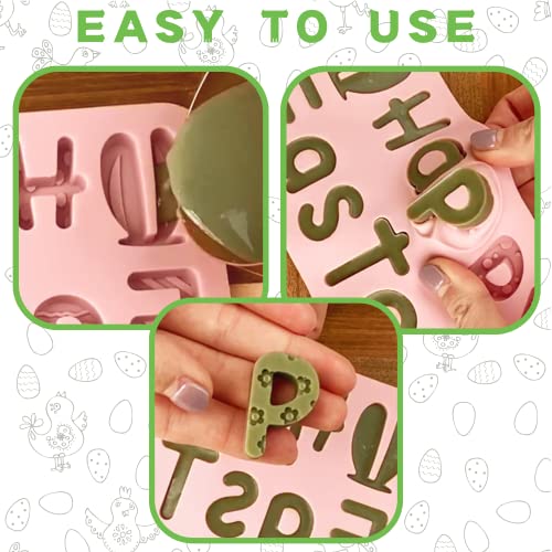 Crethinkaty Easter Chocolate Mold-1Pack Happy Easter Silicone Chocolate Mold-Happy Easter Letters Shaped Chocolate Pudding Candy Making Mold for Easter.