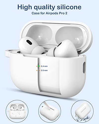 UGoCoCue for Airpods Pro 2nd Generation Case Cover 2022, Soft Silicone Skin Cover Shock-Absorbing Full Protective Case with Keychain&Lanyard, Compatible with New Airpods Pro Case [Front LED Visible]