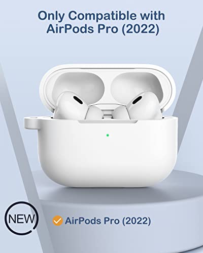 UGoCoCue for Airpods Pro 2nd Generation Case Cover 2022, Soft Silicone Skin Cover Shock-Absorbing Full Protective Case with Keychain&Lanyard, Compatible with New Airpods Pro Case [Front LED Visible]