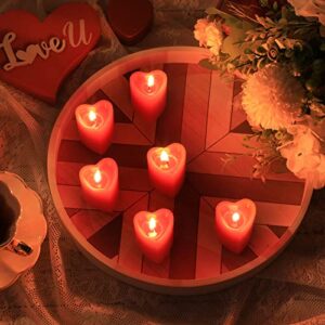 6 Pcs 2'' x 1.65'' Red Heart Shaped Candles Mini Heart Candle Sweet Love Romantic Candles Long Lasting Mini Tea Lights Candles for Valentine's Day Proposal Wedding Party Home Dinner Table Decor