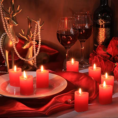 6 Pcs 2'' x 1.65'' Red Heart Shaped Candles Mini Heart Candle Sweet Love Romantic Candles Long Lasting Mini Tea Lights Candles for Valentine's Day Proposal Wedding Party Home Dinner Table Decor