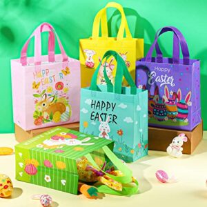 Easter Tote Bags with Handles Bunny Non Woven Bags Reusable Easter Bags with Handles Easter Bags Bulk Easter Grocery Shopping Bag Kitchen Reusable Grocery Bags for Easter Party Favors (40 Pieces)