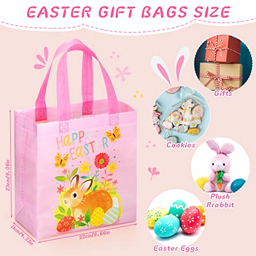 Easter Tote Bags with Handles Bunny Non Woven Bags Reusable Easter Bags with Handles Easter Bags Bulk Easter Grocery Shopping Bag Kitchen Reusable Grocery Bags for Easter Party Favors (40 Pieces)