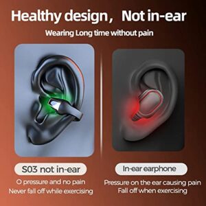 BINGONE Wireless Ear Clip Bone Conduction Headphones, Mini Bone Conduction Headphones, Bluetooth Wireless Headset, Open Ear Headphones Bluetooth for Cycling Driving Running (Black Digital Display)