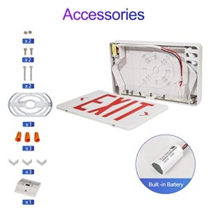 TANLUX Red Exit Sign, LED Emergency Exit Light with Battery Backup, UL Listed, AC 120/277V, Exit Signs with Emergency Lights, Commercial Emergency Lights for Business - 1 Pack