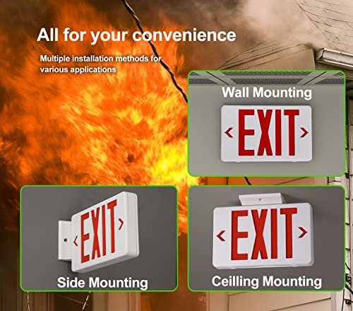 TANLUX Red Exit Sign, LED Emergency Exit Light with Battery Backup, UL Listed, AC 120/277V, Exit Signs with Emergency Lights, Commercial Emergency Lights for Business - 1 Pack