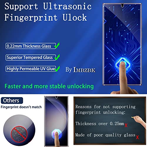 IMBZBK [3+3 Pack UV for Samsung Galaxy S23 Ultra Privacy Screen Protector Tempered Glass Accessories 3 Pack Privacy Screen Samsung S23 Ultra Fingerprint Suitable 3 Pack Camera Lens Protector