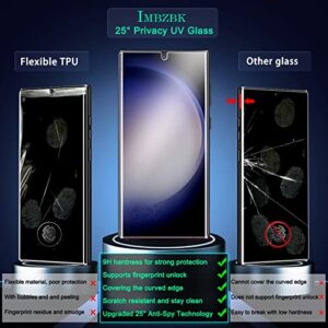 IMBZBK [3+3 Pack UV for Samsung Galaxy S23 Ultra Privacy Screen Protector Tempered Glass Accessories 3 Pack Privacy Screen Samsung S23 Ultra Fingerprint Suitable 3 Pack Camera Lens Protector