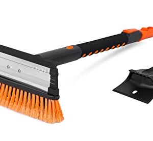 BIRDROCK HOME 39" Extendable Snow Brush with Detachable Ice Scraper for Car | 11" Wide Squeegee & Bristle Head | Size: Car & SUV | Lightweight Aluminum Body with Ergonomic Grip | Windshield Paint Safe