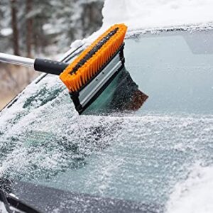 BIRDROCK HOME 39" Extendable Snow Brush with Detachable Ice Scraper for Car | 11" Wide Squeegee & Bristle Head | Size: Car & SUV | Lightweight Aluminum Body with Ergonomic Grip | Windshield Paint Safe