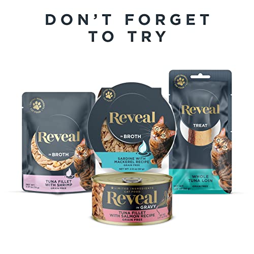 Reveal Natural Wet Cat Food, 12 Pack, Limited Ingredient, Grain Free Food for Cats, Tuna Fillet in Broth, 5.5oz Cans