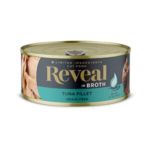 Reveal Natural Wet Cat Food, 12 Pack, Limited Ingredient, Grain Free Food for Cats, Tuna Fillet in Broth, 5.5oz Cans