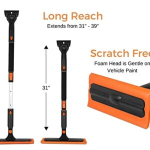 BIRDROCK HOME 39" Extendable Snow Brush with Detachable Ice Scraper for Car | 14" Wide Foam Head | Size: Car & SUV | Lightweight Aluminum Body with Ergonomic Grip | Windshield & Paint Safe…