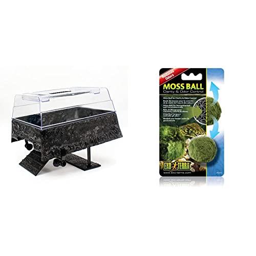 PENN-PLAX Reptology Turtle Topper – Black Color & Exo Terra Moss Ball, Water Clarity and Odor Control for Aqua-Terrariums, PT2478, White