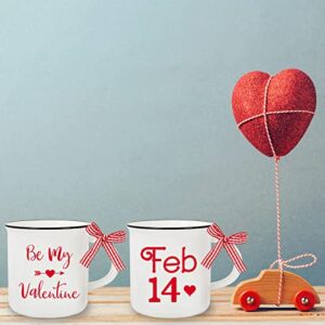 Whaline 6Pcs Valentine's Day Mini Coffee Mug with Ribbon Red Heart Mini Mug Love Be My Valentine Tiered Tray Decor for Valentine's Day Anniversary Table Centerpieces Decoration