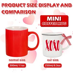 Whaline 6Pcs Valentine's Day Mini Coffee Mug with Ribbon Red Heart Mini Mug Love Be My Valentine Tiered Tray Decor for Valentine's Day Anniversary Table Centerpieces Decoration