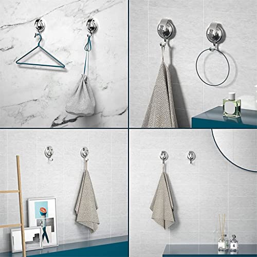 WODMB 1Pc Reusable Heavy-Duty Easy to Install Without Punching Suction Cup Hooks Chrome-Plated Organization Bathroom Shower