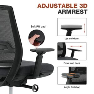 Home Office Desk Chair Ergonomic High Back Office Chair Mesh Office Chair Reclining Computer Chair Swivel Rolling Task Chair with Wheets, Coat Hanger and Adjustable Headrest Armrest, Black