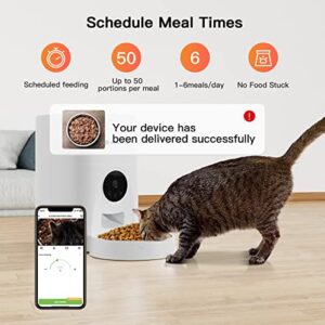 DLT-DELOTA Floodlight Outdoor Home Automatic Cat Feeder with Camera,4L Automatic Cat Feeders with 4MP Camera, 10s Voice Recorder, 2.4G WiFi Cat Feeder Automatic with Smart APP Control and Timer