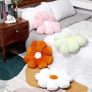 4 Pcs 18 Inch Flower Pillow Daisy Shaped Floor Pillows Cute Throw Pillow Decorative Cushions for Bedroom Sofa Chair Room Decor(White, Brown, Pink, Light Green)