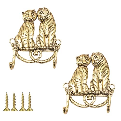 JfwuHap Coat Hooks for Wall, 2Pcs Wall Hooks Decorative Creative Tiger Coat Hooks/Heavy Hook, Hooks Mounted for Coat, Bag, Towel, Key, Hook Rack, Hanging Coats Bathroom Entryway(Tiger)