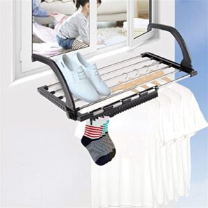 WODMB Stainless Steel Drying Shoe Rack Folding Towel Drying Rack Window Laundry Balcony Towel Clothes Diaper