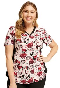 tooniforms women scrubs top v-neck print tf783, l, hearts to you