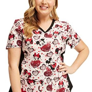 Tooniforms Women Scrubs Top V-Neck Print TF783, L, Hearts To You