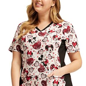 Tooniforms Women Scrubs Top V-Neck Print TF783, L, Hearts To You