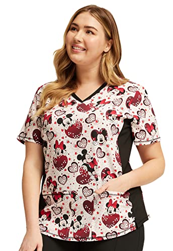 Tooniforms Women Scrubs Top V-Neck Print TF783, L, Hearts To You