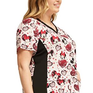 Tooniforms Women Scrubs Top V-Neck Print TF783, L, Hearts To You