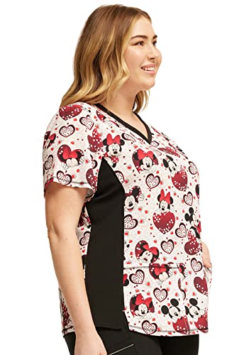 Tooniforms Women Scrubs Top V-Neck Print TF783, L, Hearts To You