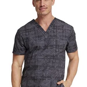 Dickies EDS Men Scrubs Top V-Neck DK725, L, Plaid Distress