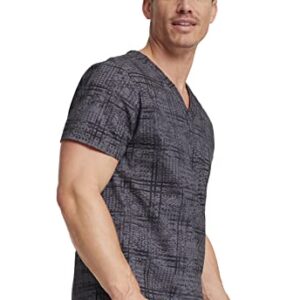 Dickies EDS Men Scrubs Top V-Neck DK725, L, Plaid Distress