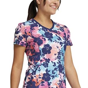 Cherokee Infinity Women Scrubs Top Mock Wrap CK608, XL, Artistic Blooms