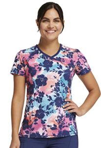 cherokee infinity women scrubs top mock wrap ck608, xl, artistic blooms