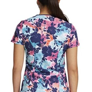 Cherokee Infinity Women Scrubs Top Mock Wrap CK608, XL, Artistic Blooms