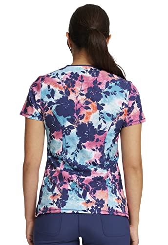 Cherokee Infinity Women Scrubs Top Mock Wrap CK608, XL, Artistic Blooms