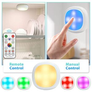 UYICOO Under Cabinet Lights Wireless, Puck Lights with Remote, USB Rechargeable LED Closet Lights with Timing, 3500K 16 Color Dimmable Kitchen Counter Bedroom Stick on Light