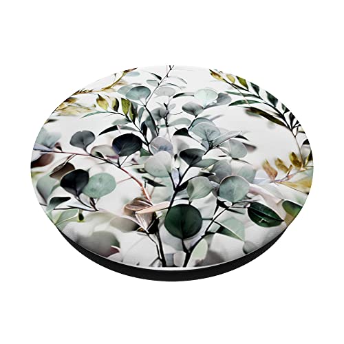 Eucalyptus green blossom flower leaves floral branches PopSockets Swappable PopGrip